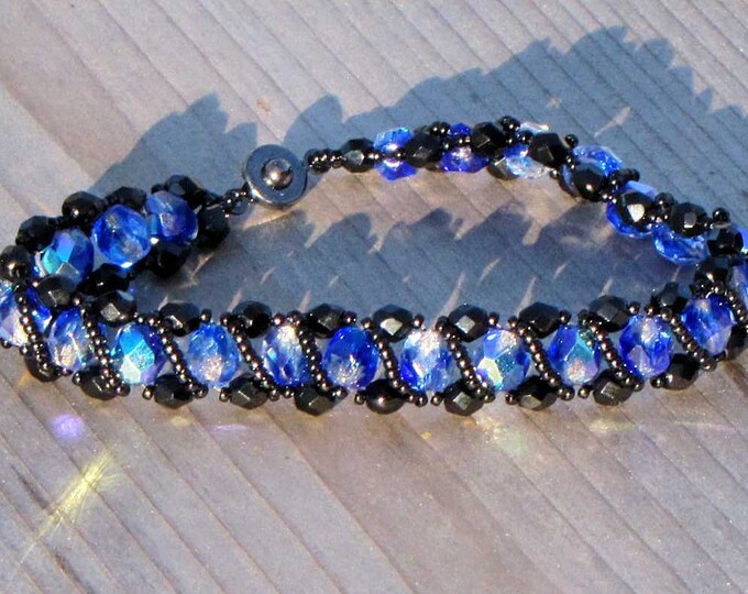 Crystal Bracelet - 7 1/2 Inch Bracelet - Blue Bracelet - Black Bracelet ...