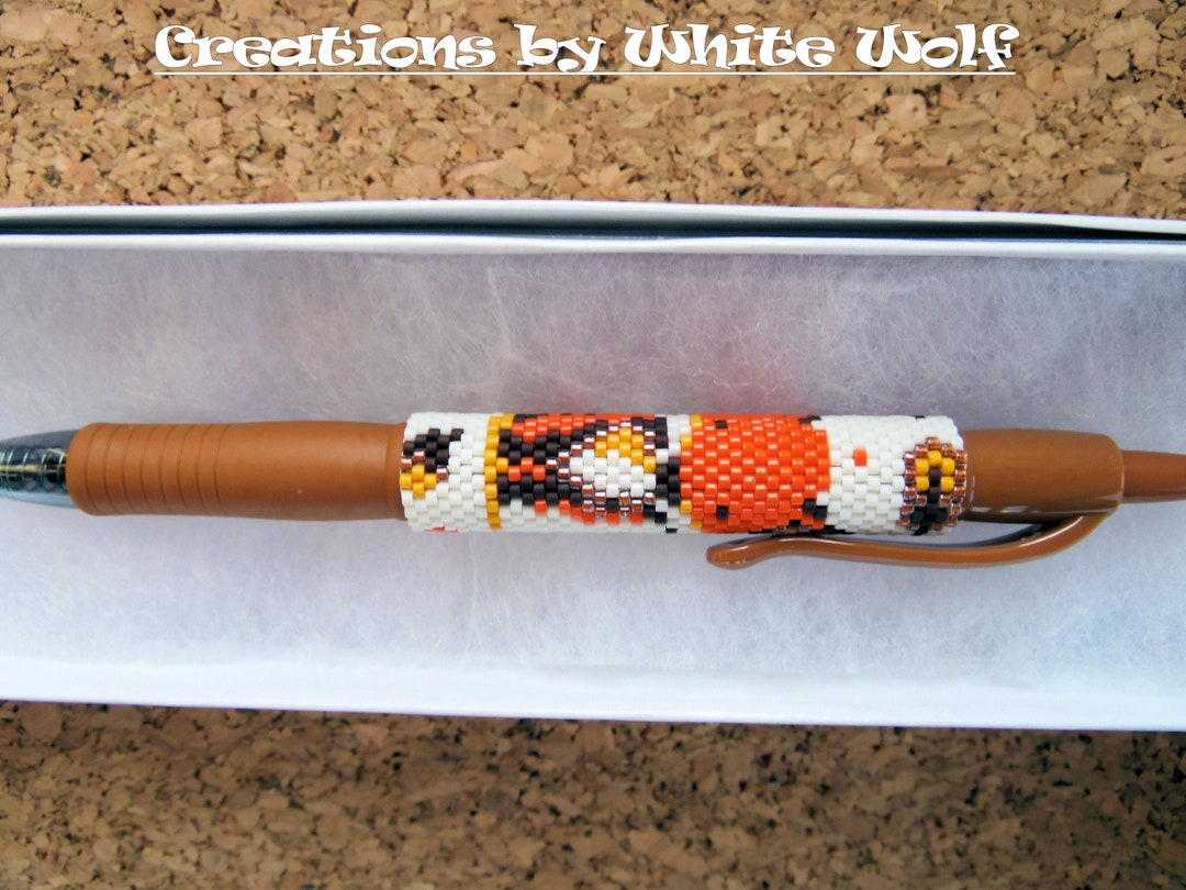 Fox Beaded Pen Cover – Handmade Removable Pen Wrap - Etsy