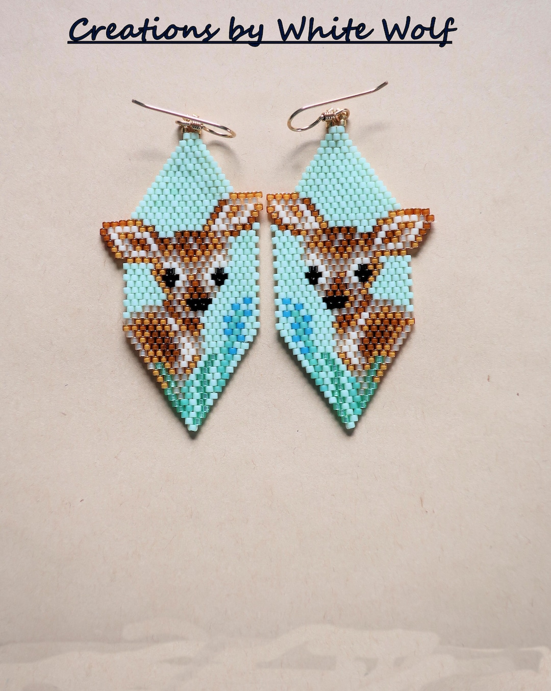 Beaded Fawn Earrings - Seed Bead Animal Earring - Bambi Earrings ...