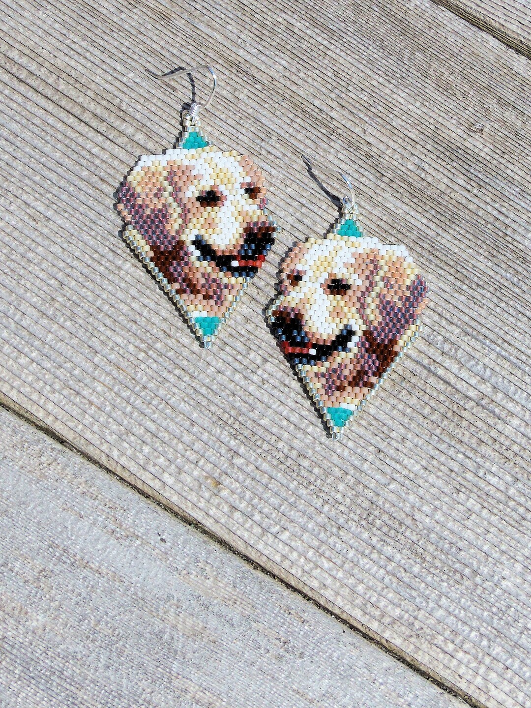 Yellow Lab Earrings - Labrador Retriever Earrings - Beaded Earrings ...