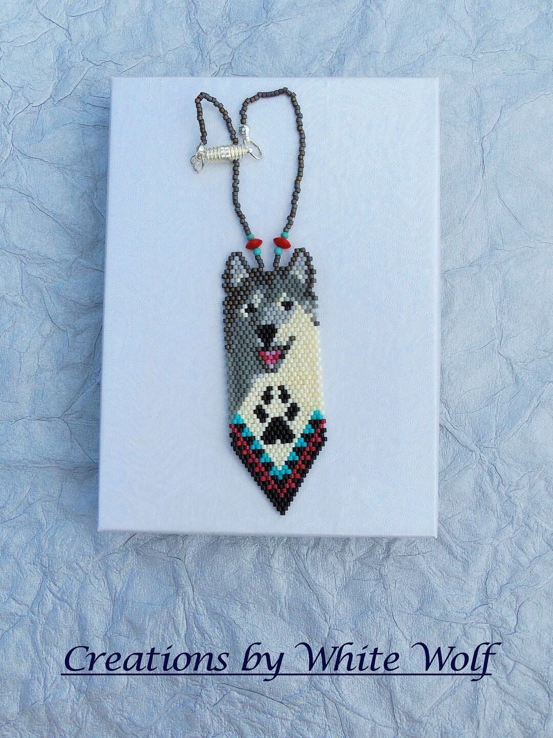 Wolf Rear View Mirror Charm Husky Car Charm Beaded Rearview Mirror ...