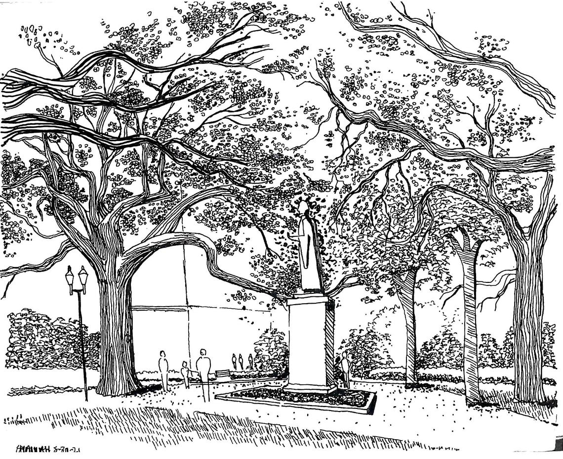 On Location Sketch of a Square in Savannah, Georgia - Etsy