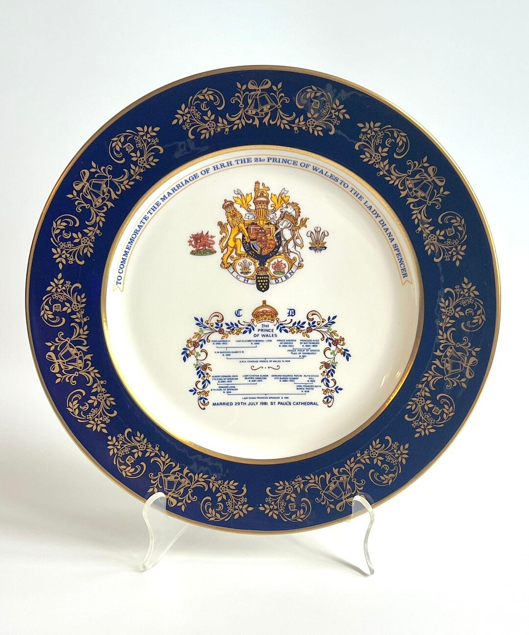 Aynsley 1981 Royal Wedding Commemorative Plate Prince Charles Diana ...