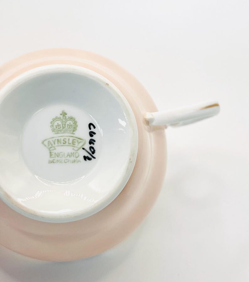 Vintage Aynsley Bone China Tea Trio Pink Ground Pattern C640/2 England ...