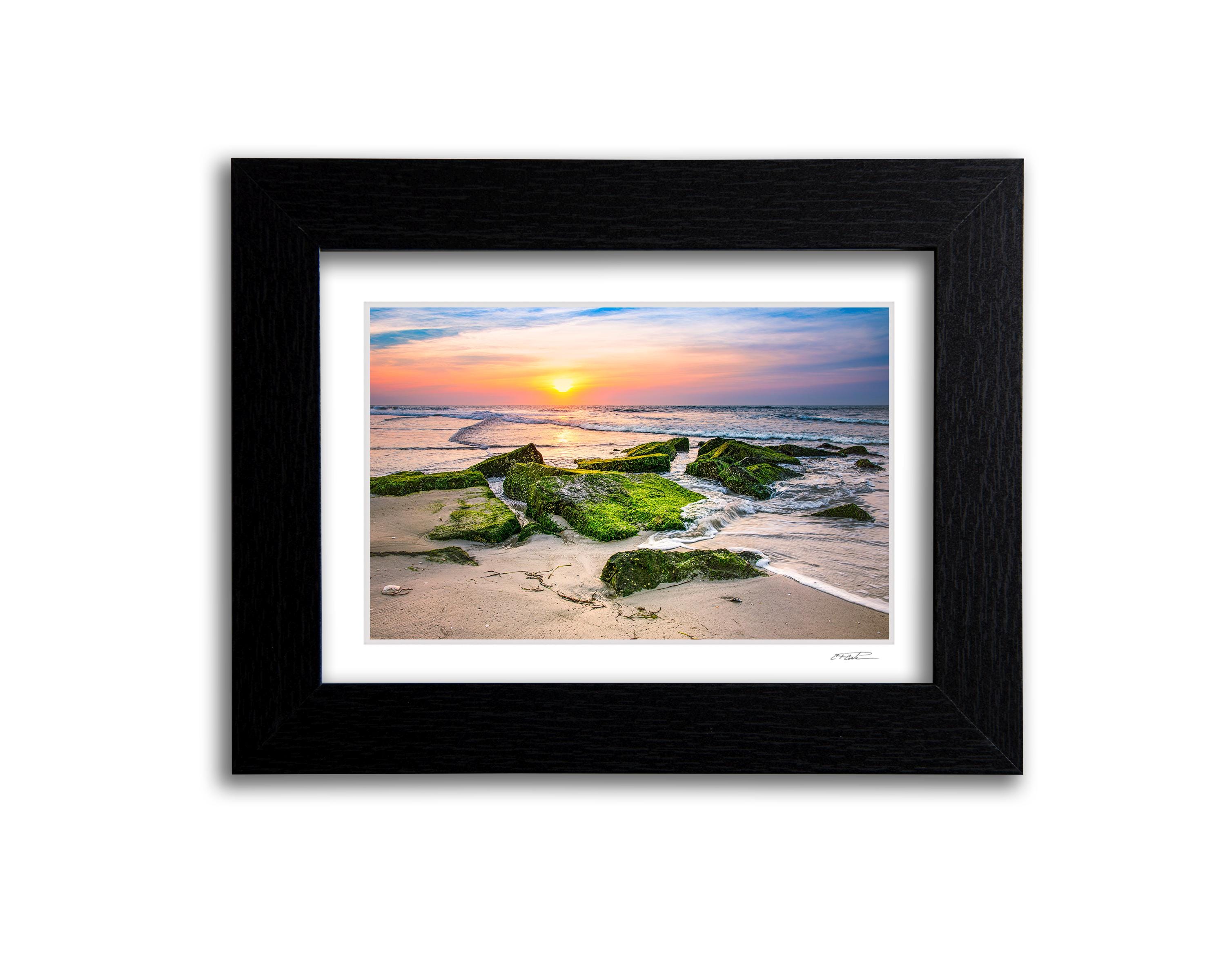 Beach Jetty Rocks Sunrise Photo From Long Beach Island, Harvey Cedars Small Framed Wall Art ...