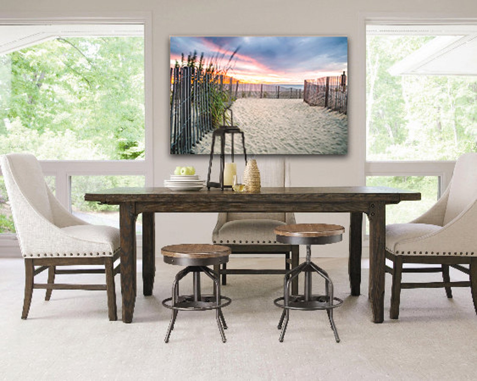 Vivid Metal Wall Art, Beach Scene Metal Print, Beach Path Sunrise ...