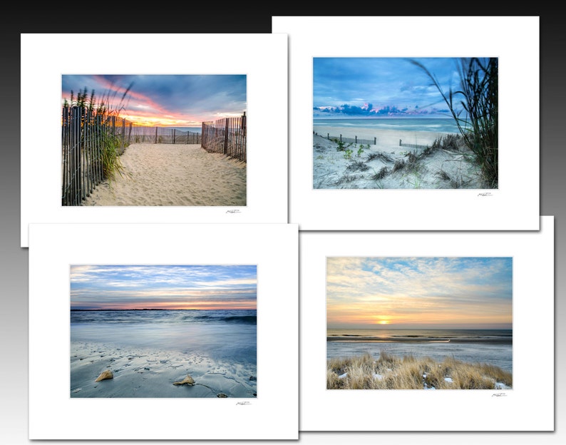 8x10 Matted Prints, Beach Sunrise Collection, Set of Four Matted Prints ...