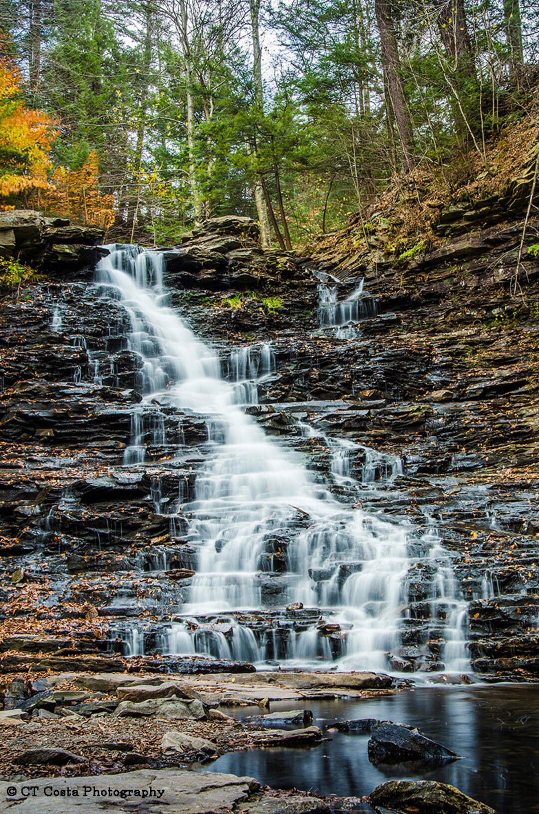 Nature Waterfall Photography Print, Scenic Autumn Waterfall Photo ...