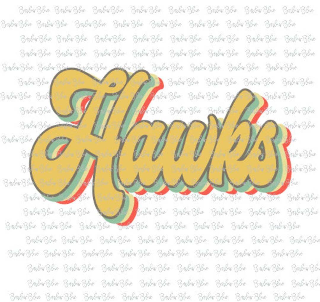 Hawks Retro Letters Sublimation Design Download PNG. Can Do Any Word or ...