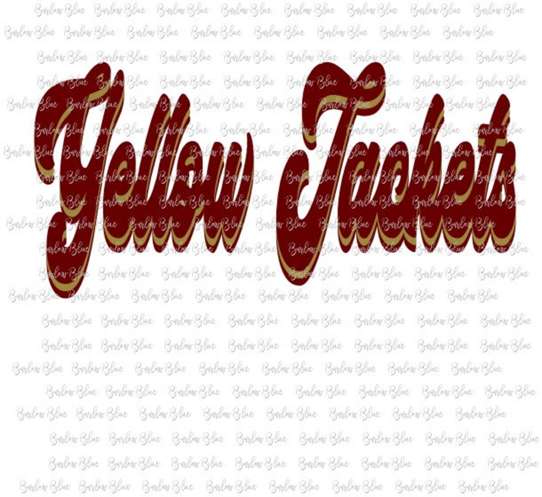 Yellow Jackets Retro Letters Sublimation Design Download PNG. Can Do ...