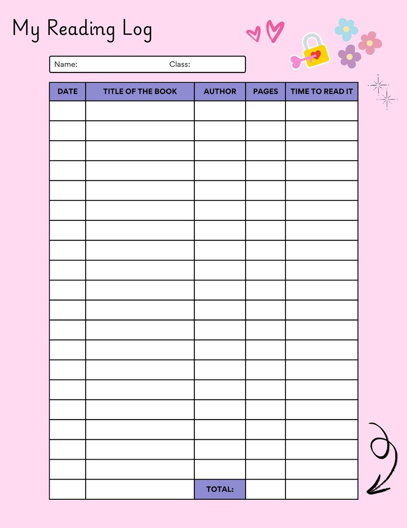 Printable Reading Log for Students, Kids Book Tracker, Classroom ...