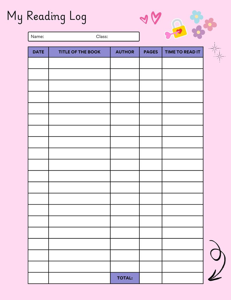 Printable Reading Log for Students, Kids Book Tracker, Classroom ...