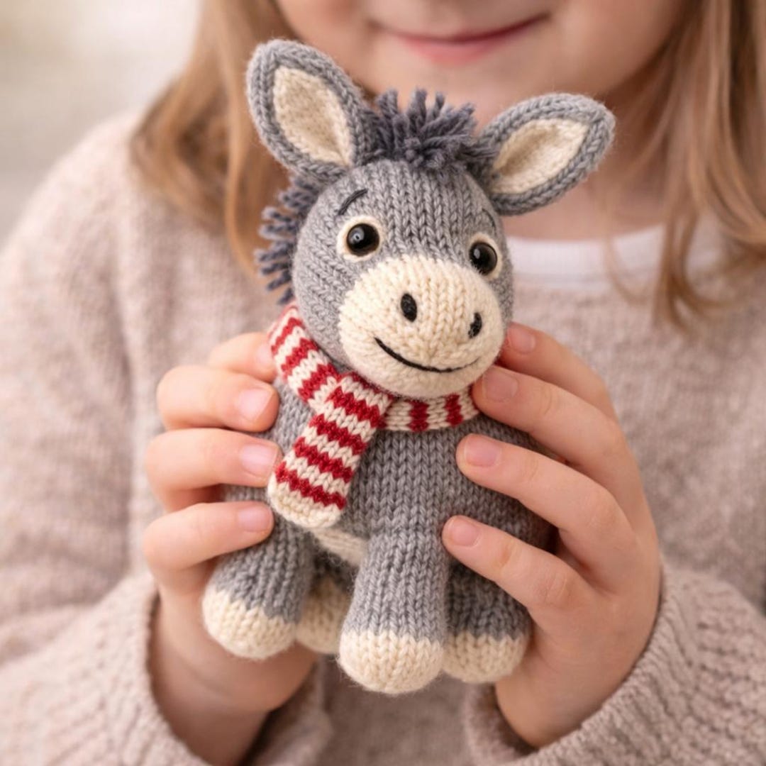 Donkey Plush Knitting Pattern, Farm Animal Toy PDF, Stuffed Donkey ...
