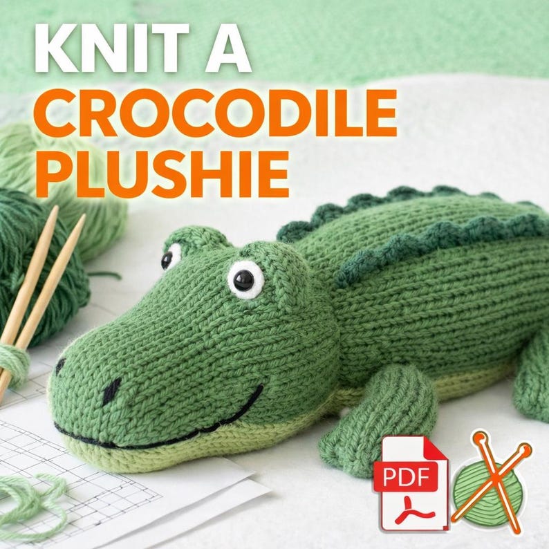 Knitted Crocodile Plush Pattern, Toy Knitting PDF, Animal Softie ...