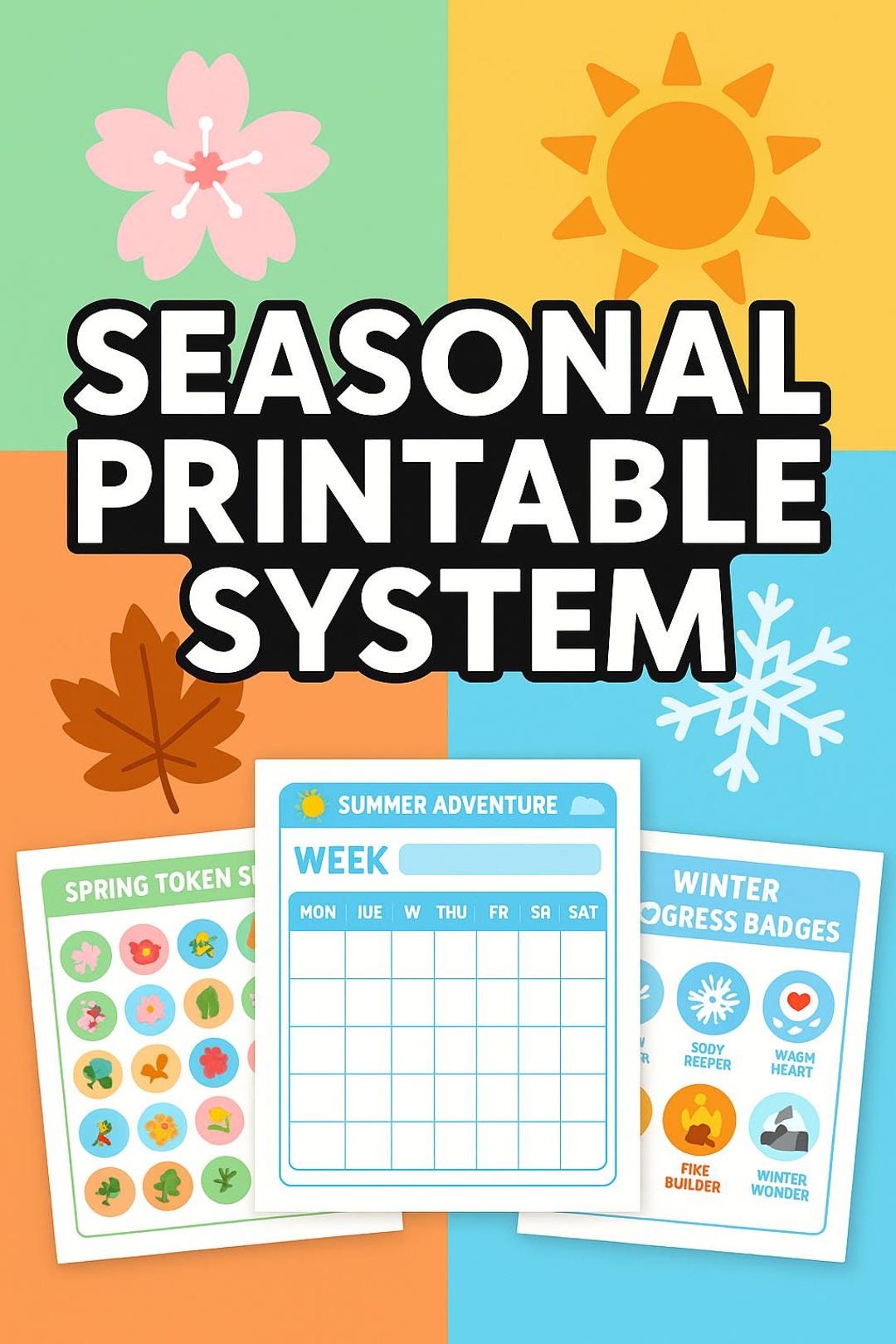 Seasonal Printable System - Four Seasons Tokens, Trackers, Calendars ...