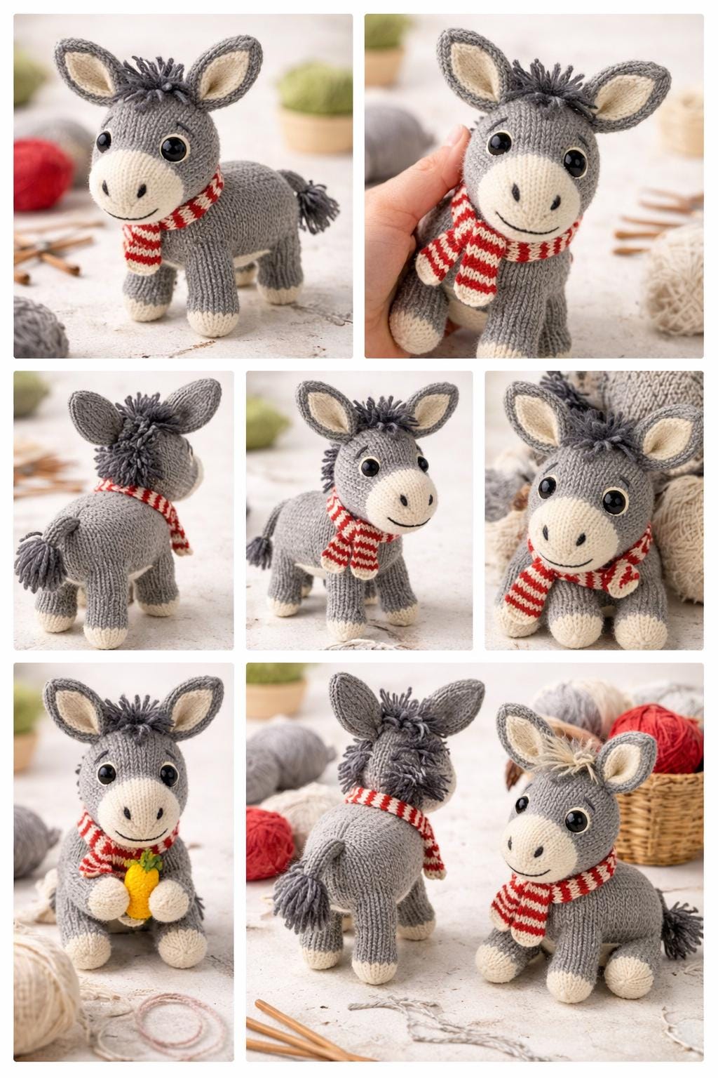 Donkey Plush Knitting Pattern, Farm Animal Toy PDF, Stuffed Donkey ...