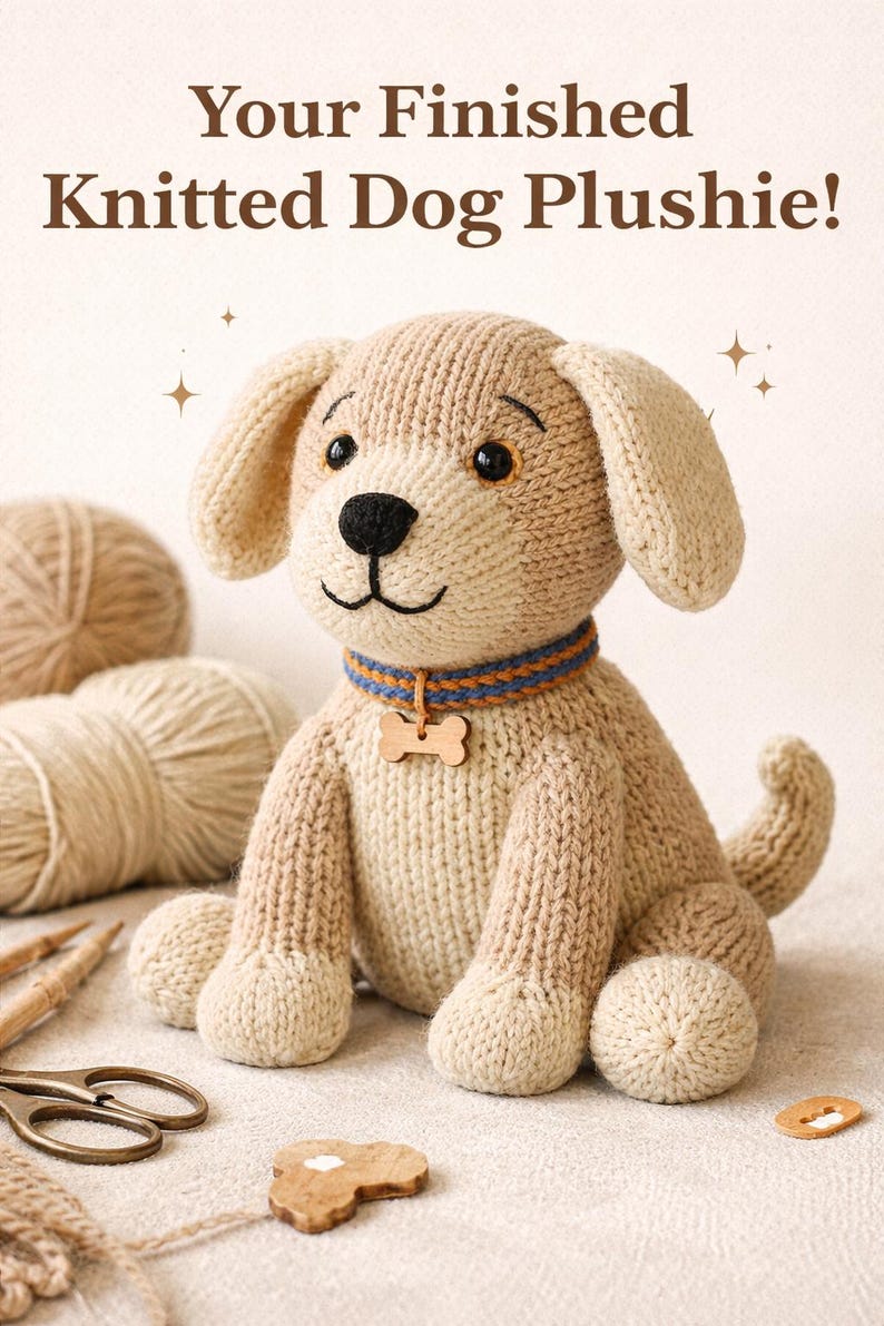 Knitted Dog Plushie Pattern PDF, Puppy Toy Knitting Tutorial ...