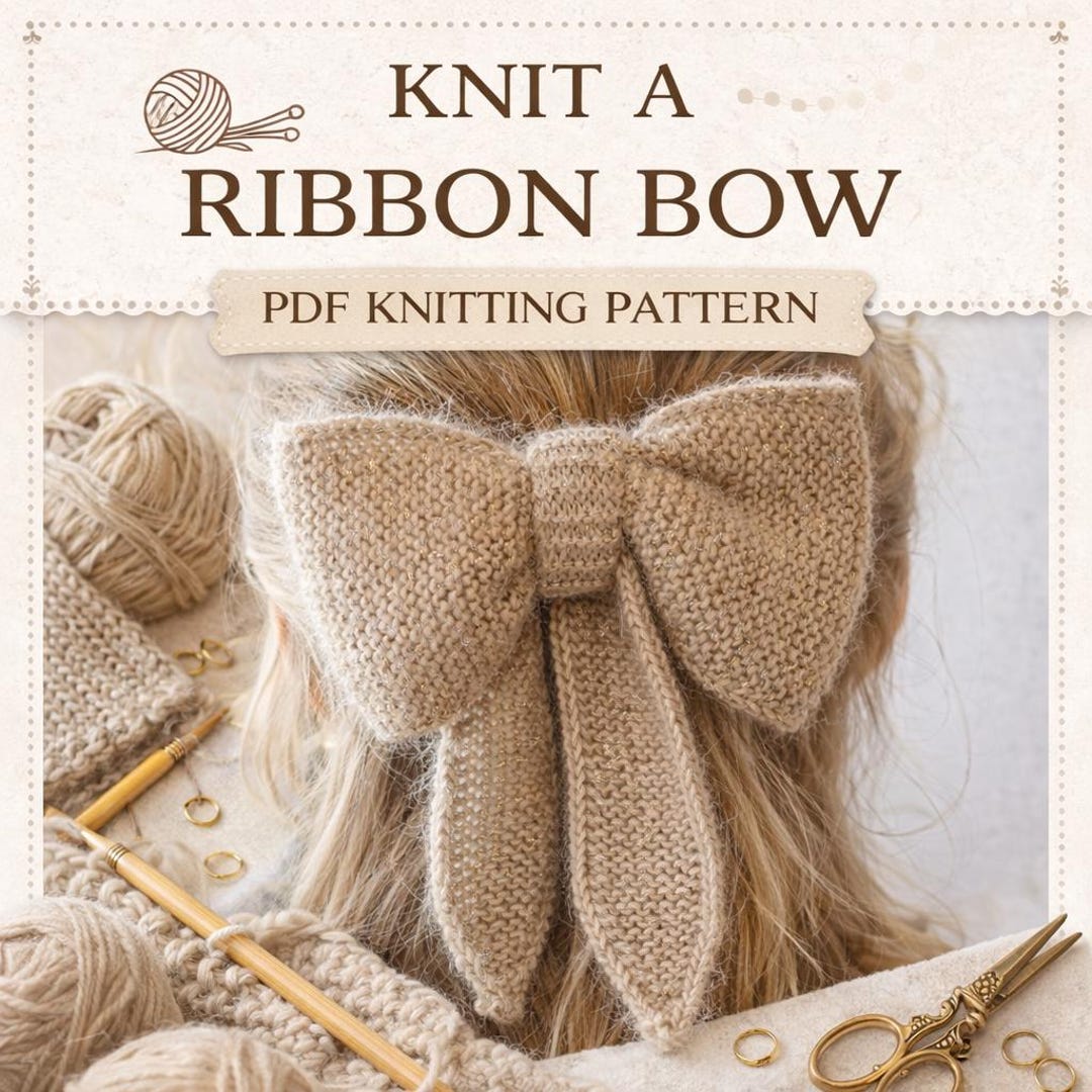 Knitted Ribbon Bow Pattern PDF | Easy Hair Bow Knitting Tutorial ...