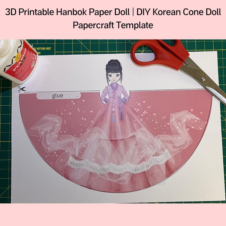 Hanbok Girl 3D Paper Craft Template | Korean Traditional Dress ...