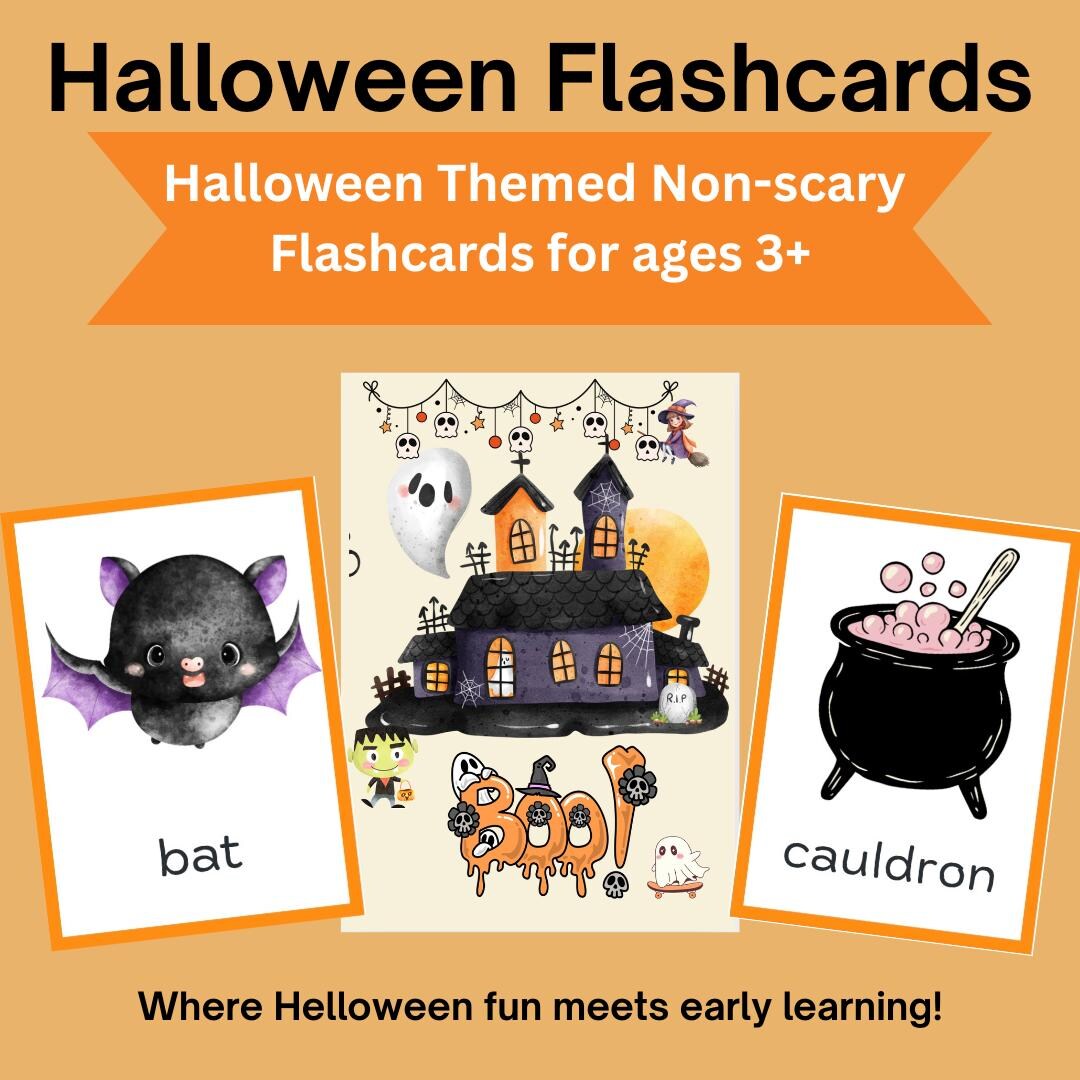 Non-scary Halloween Flashcards & Poster: Toddler Learning (digital ...