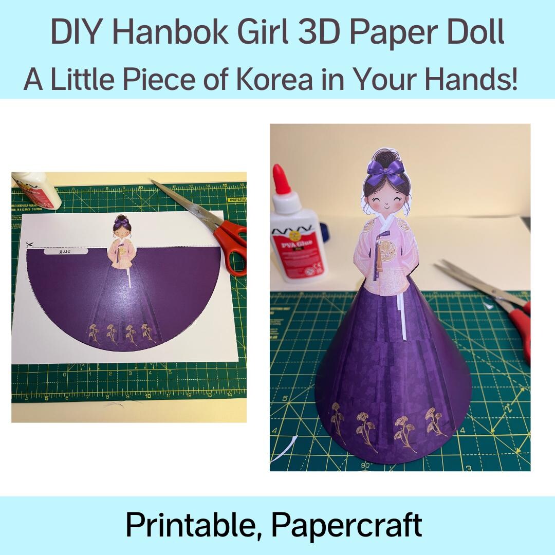 DIY Korean Hanbok Girl 3D Cone Doll | Easy Paper Craft for Every Age ...