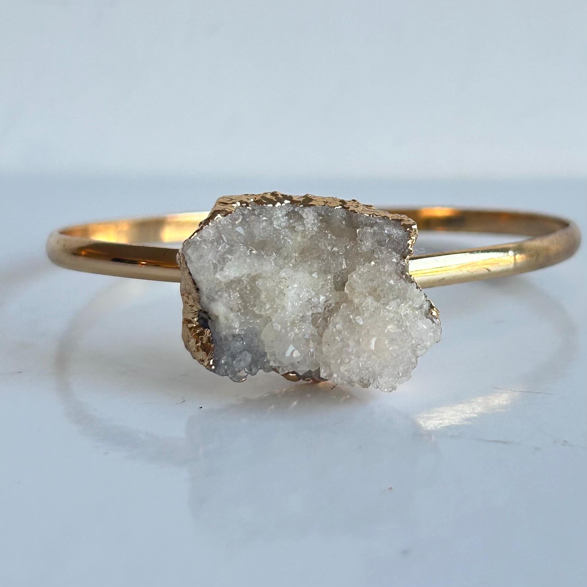 Vintage Crystal Druzy Gold Tone Hingle Bracelet - Etsy
