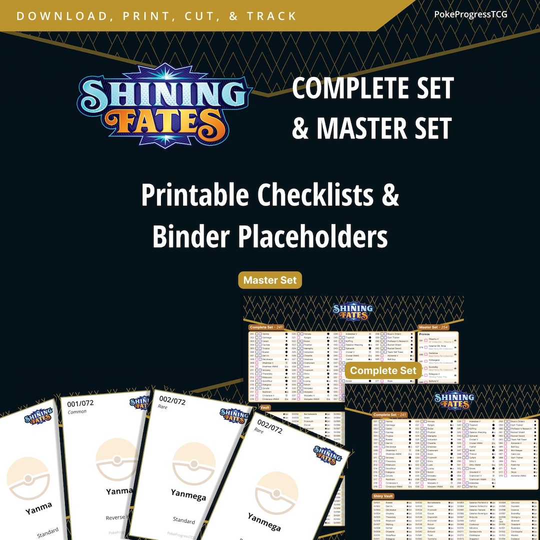 Sword and Shield | Shining Fates - Master Set & Complete Set Checklists ...