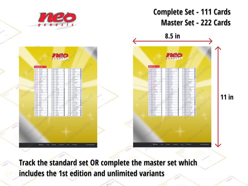 Pokemon Neo Genesis Master Set and Complete Set Checklists + Binder ...