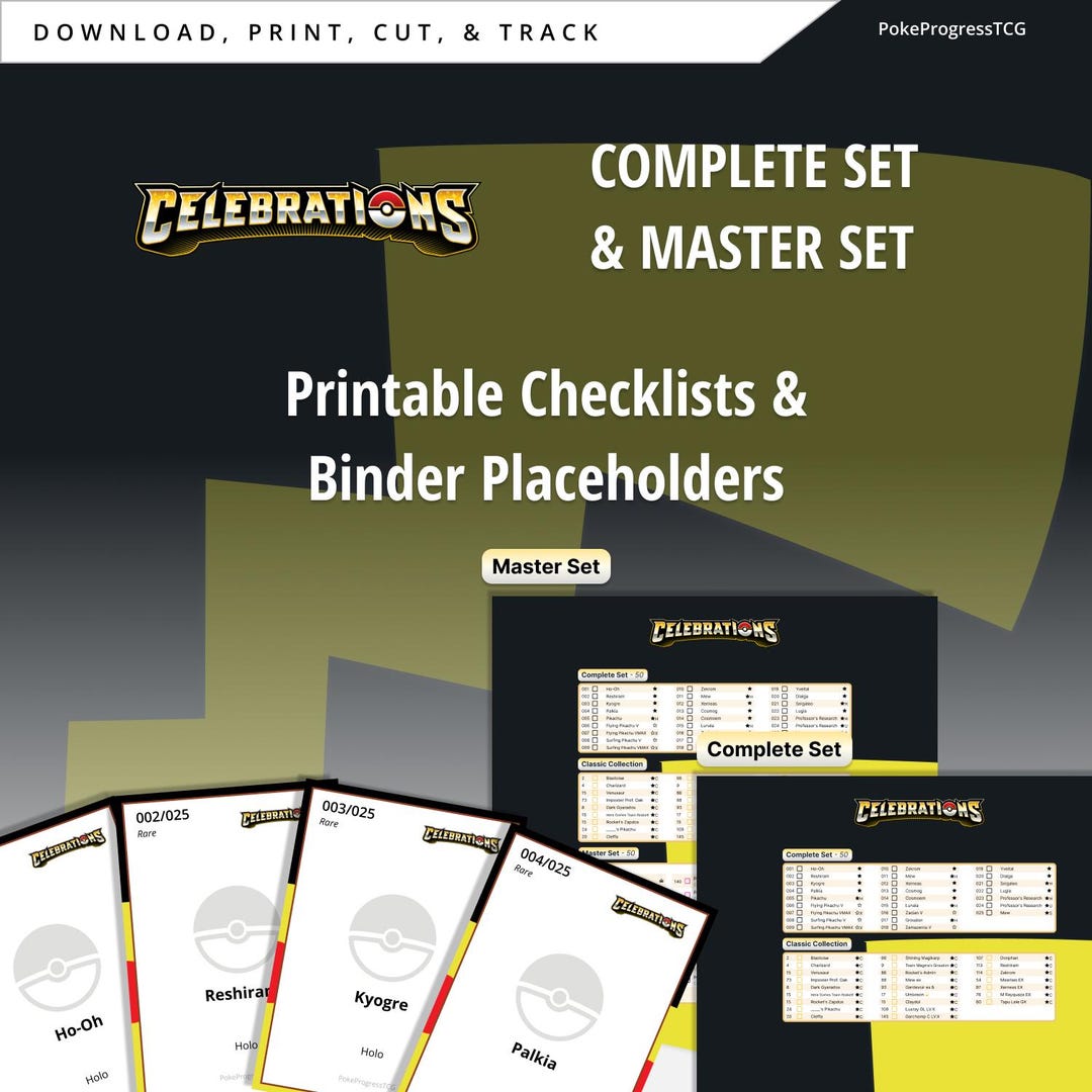 Sword and Shield | Celebrations - Master Set & Complete Set Checklists ...