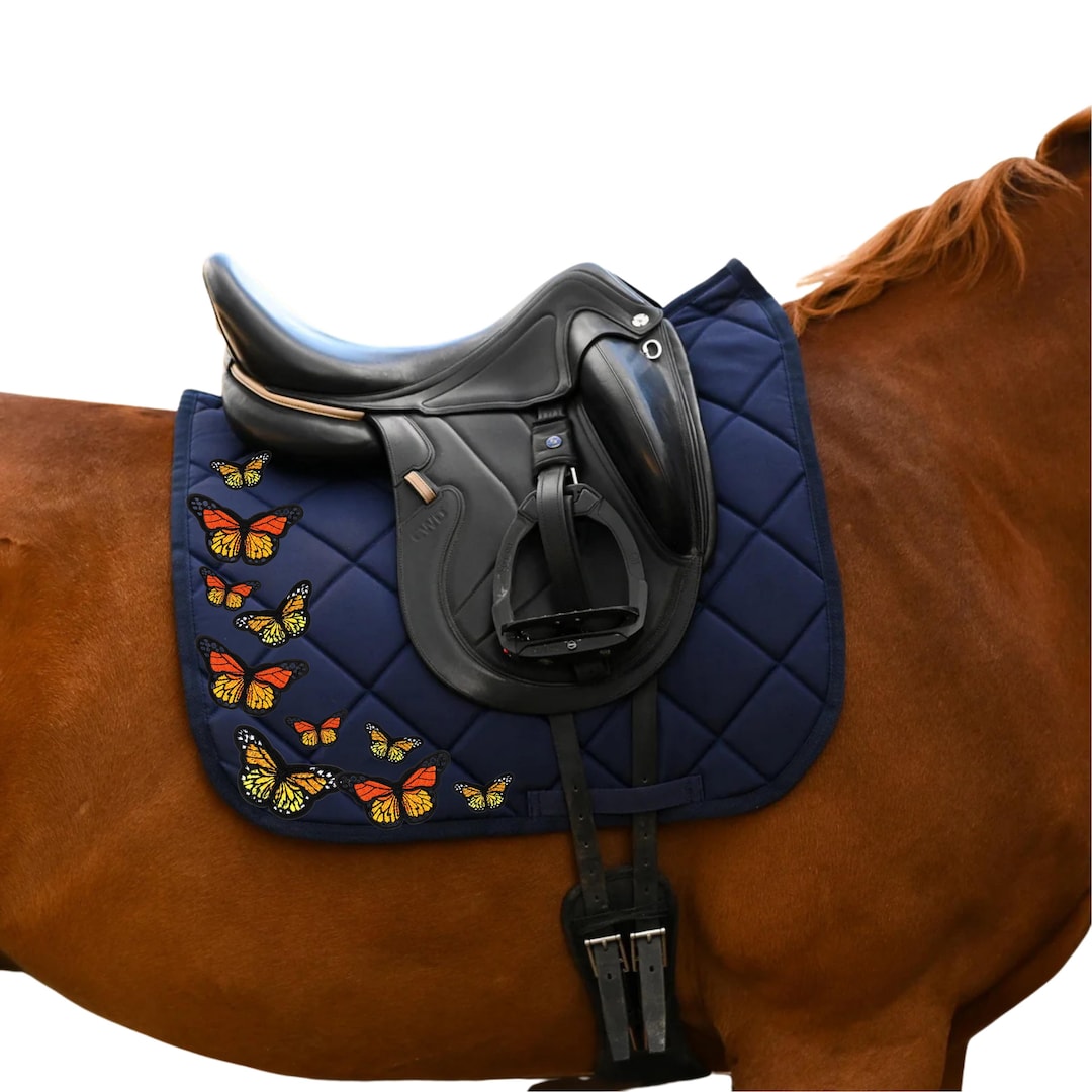 Custom Navy Dressage Saddle Pad With Monarch Butterflies – Quilted ...