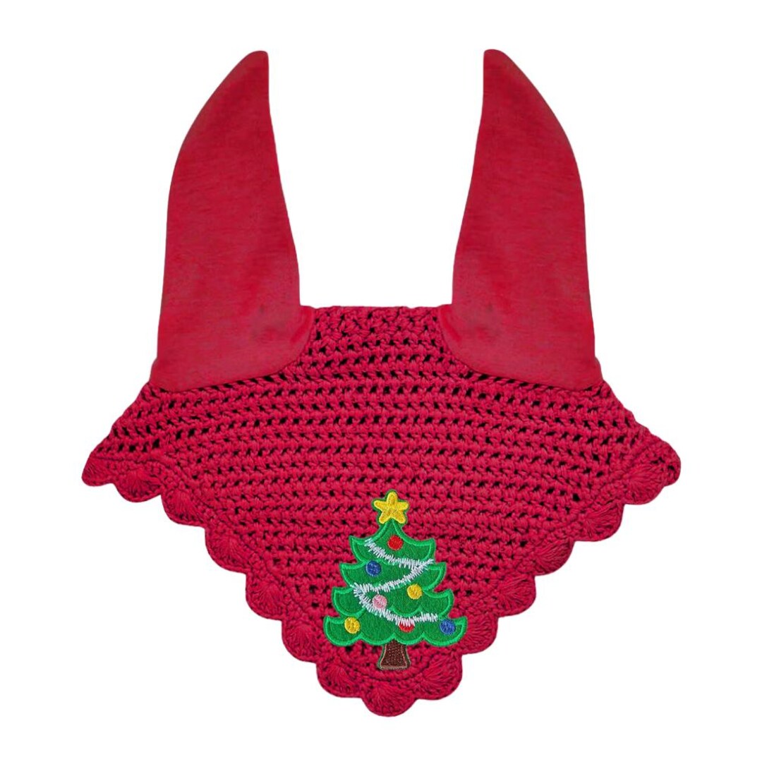 Red Horse Bonnet With Christmas Tree Holiday Equestrian Gear - Etsy