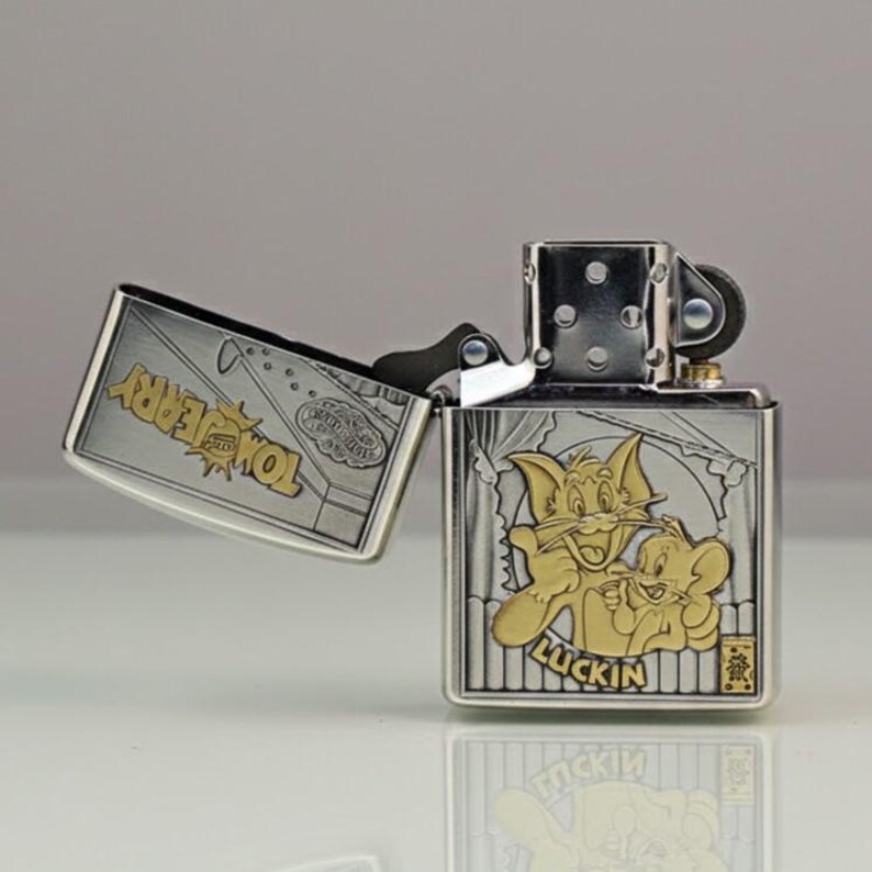 Zippo Lighter, Tom and Jerry Silver Plated Zippo, Zippo Gold Accents ...