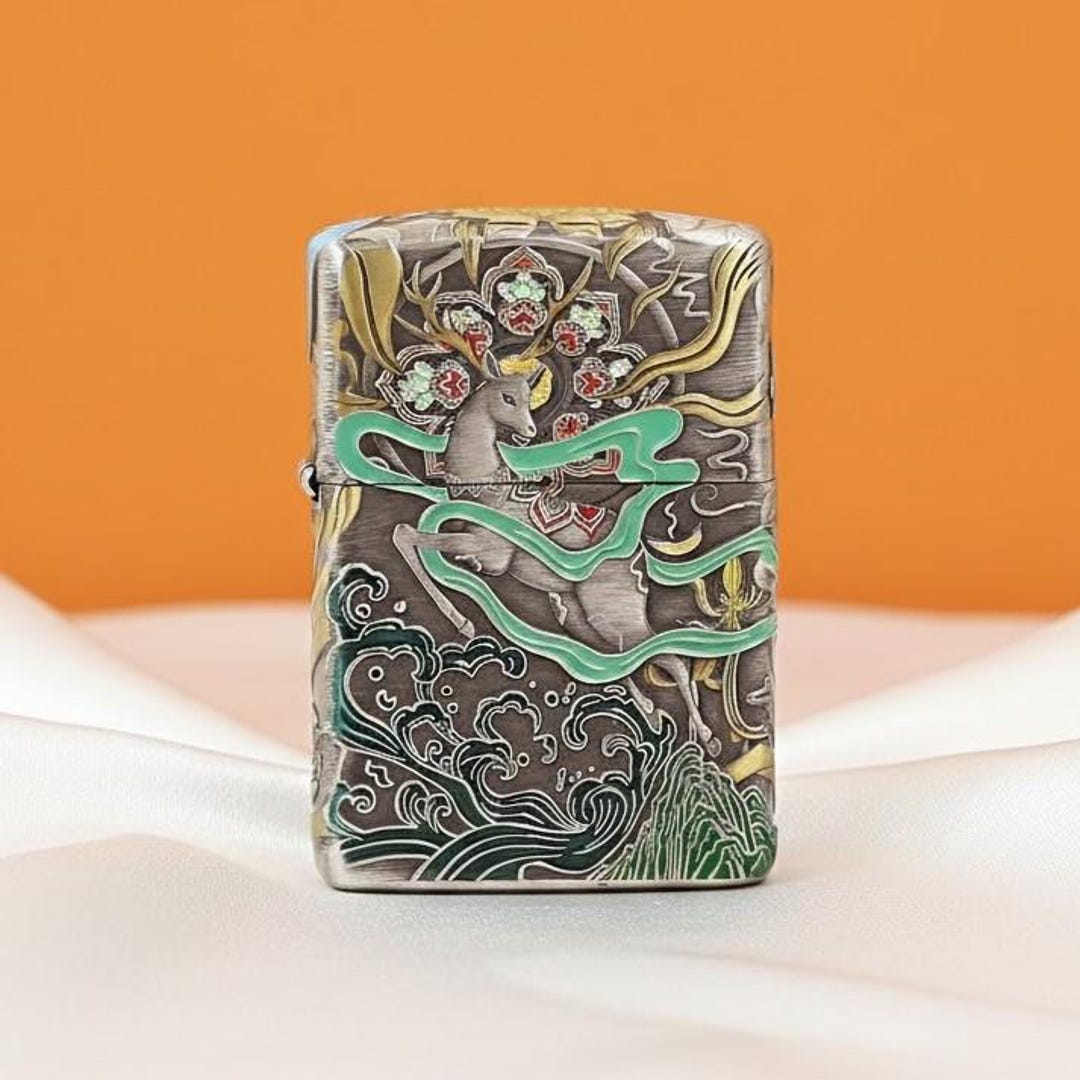 Zippo Custom 3D Carved Mythical Deer Lighter - Hand Painted Color ...