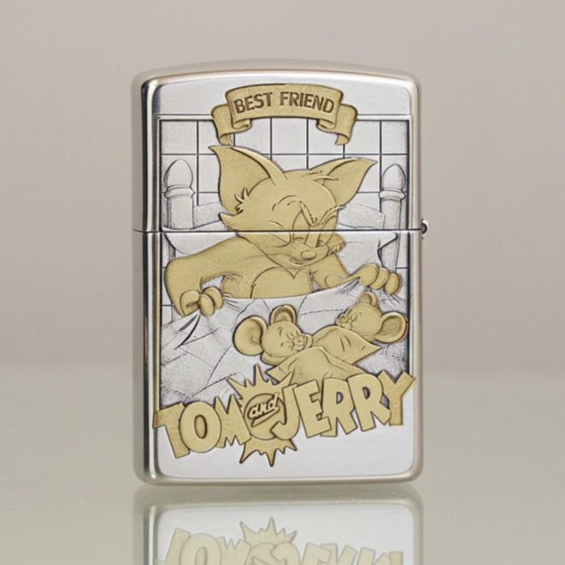 Zippo Lighter, Tom and Jerry Silver Plated Zippo, Zippo Gold Accents ...