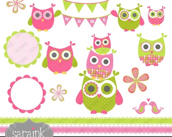 Pink Owl Clipart | Etsy