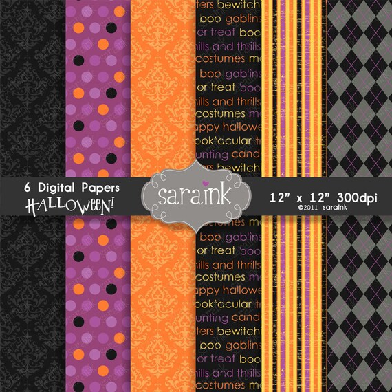 Halloween Digital Paper Instant Download Halloween Scrapbook - Etsy