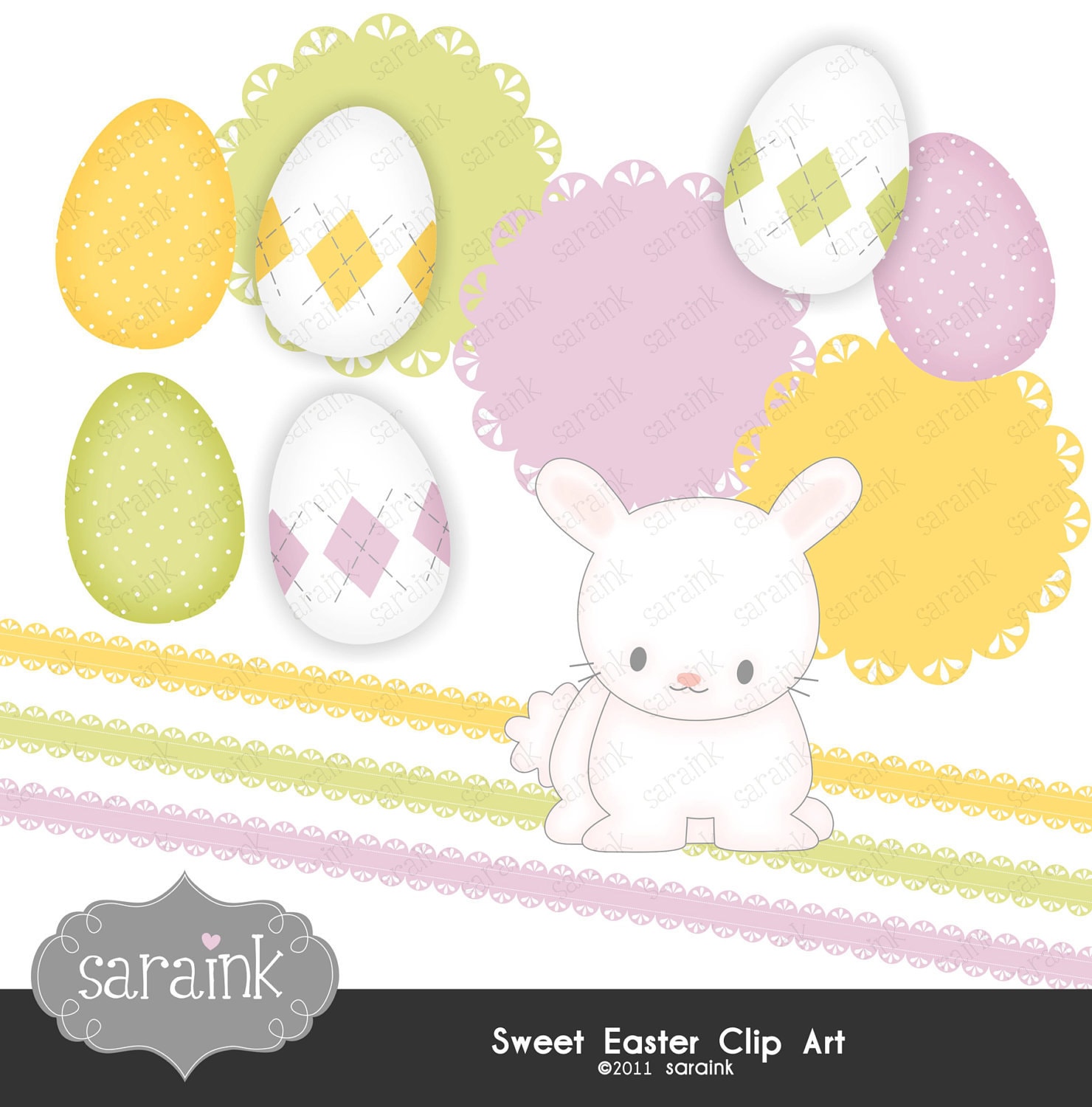 Easter Clip Art Download - Easter Eggs. Easter Bunny. Ribbons and ...