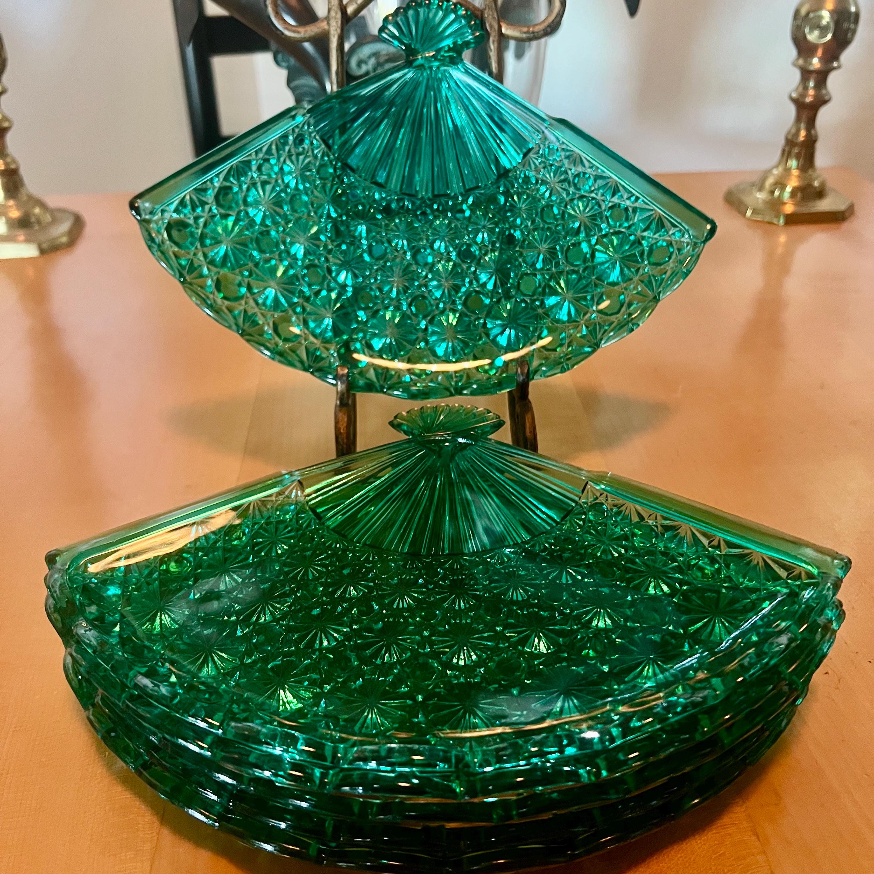 Vintage Fenton Aqua Daisy Button Pattern Glass Trays/ Plate - Etsy