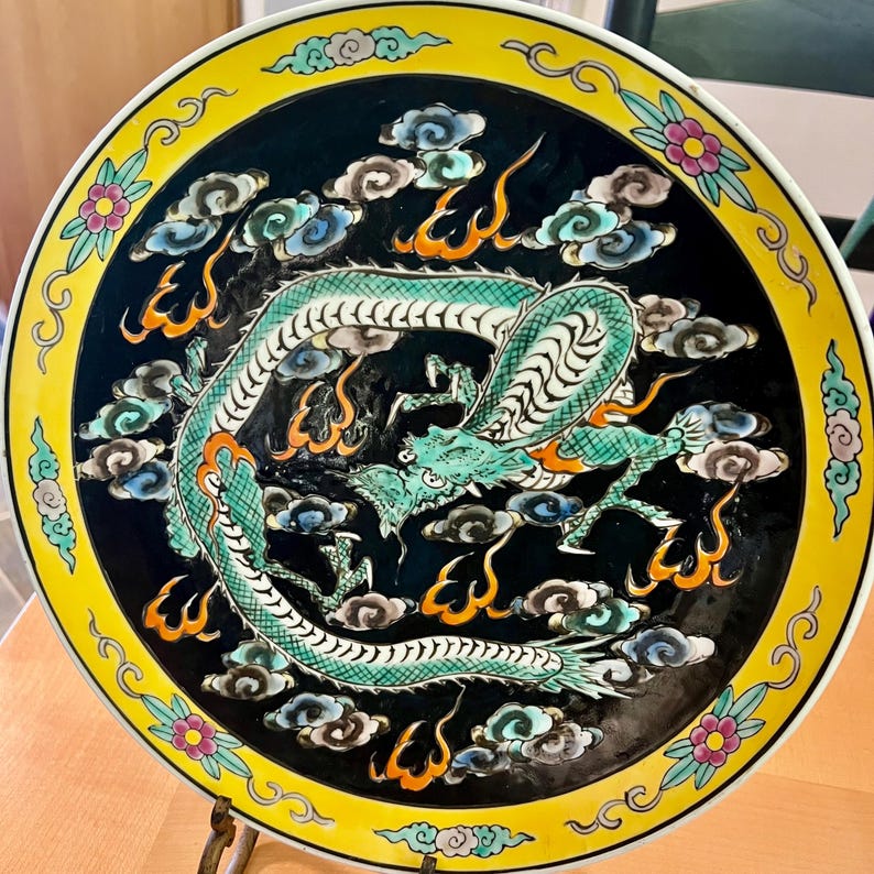 Antique Japanese Dragon Platter - Etsy