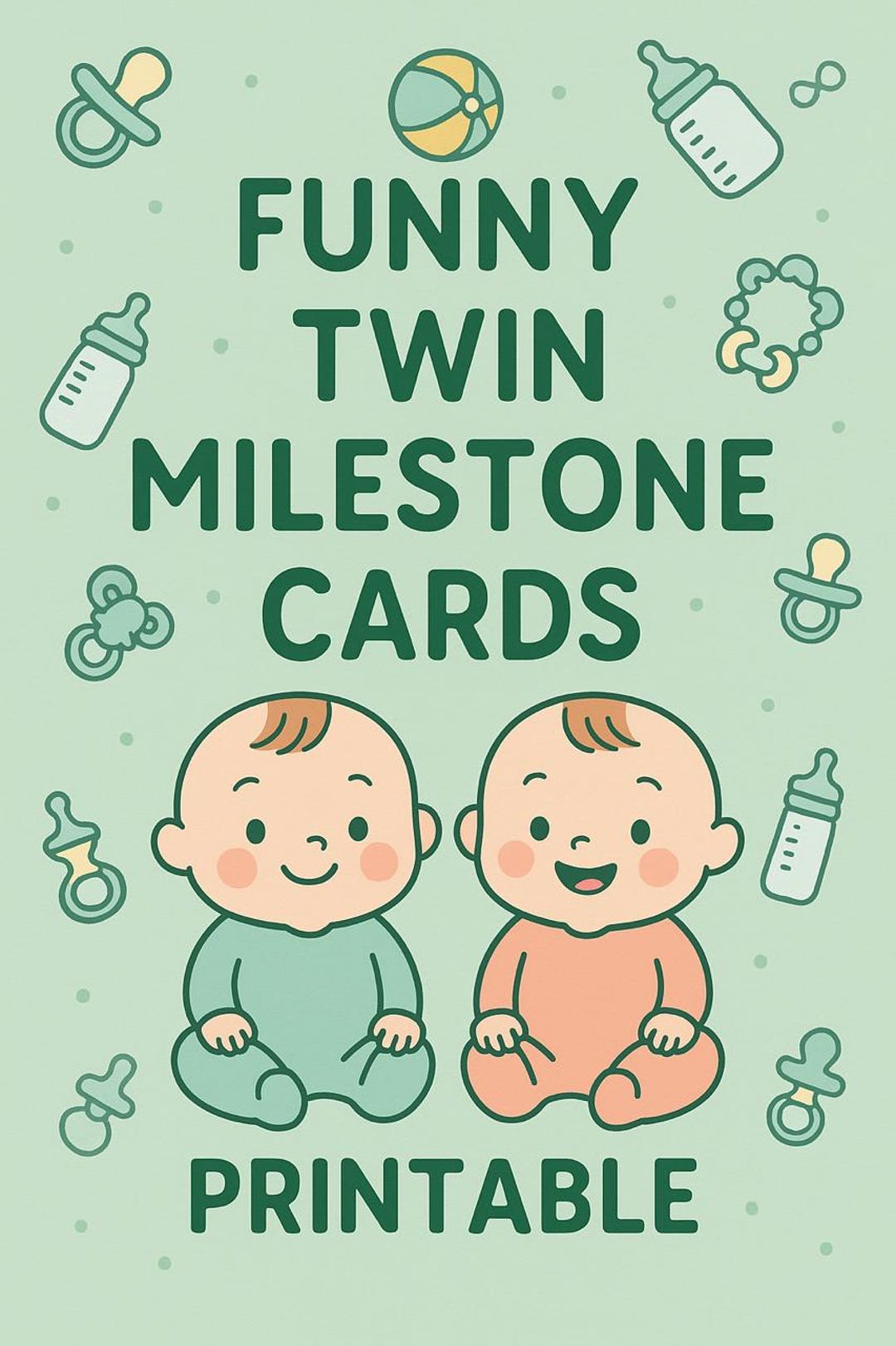 Funny Twin Milestone Cards Printable (30 Cards) - the Real Life Double ...