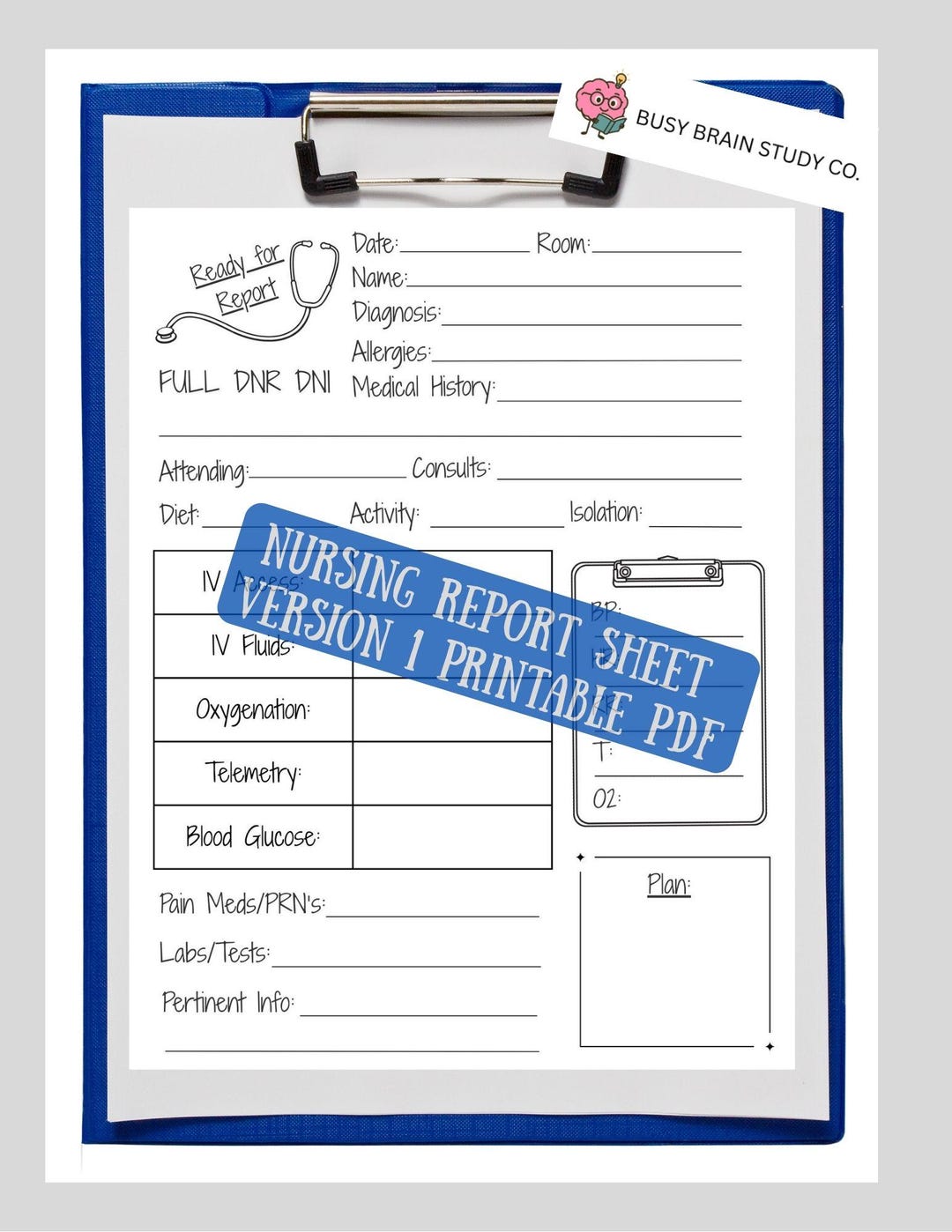 Nursing Shift Report Templates: Nurse & Student Organization Tool ...