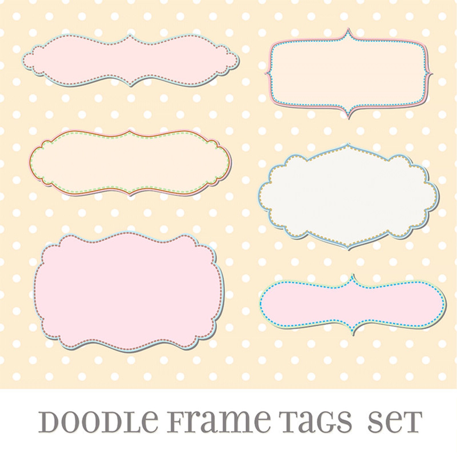 Digital Clipart Scalloped Frames Set 27 with Brushes & | Etsy