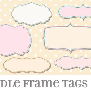 Digital Clipart Scalloped Frames Set 27 with Brushes & | Etsy