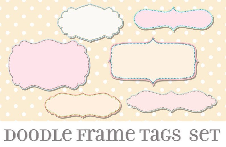 Digital Clipart Scalloped Frames Set 27 with Brushes & | Etsy