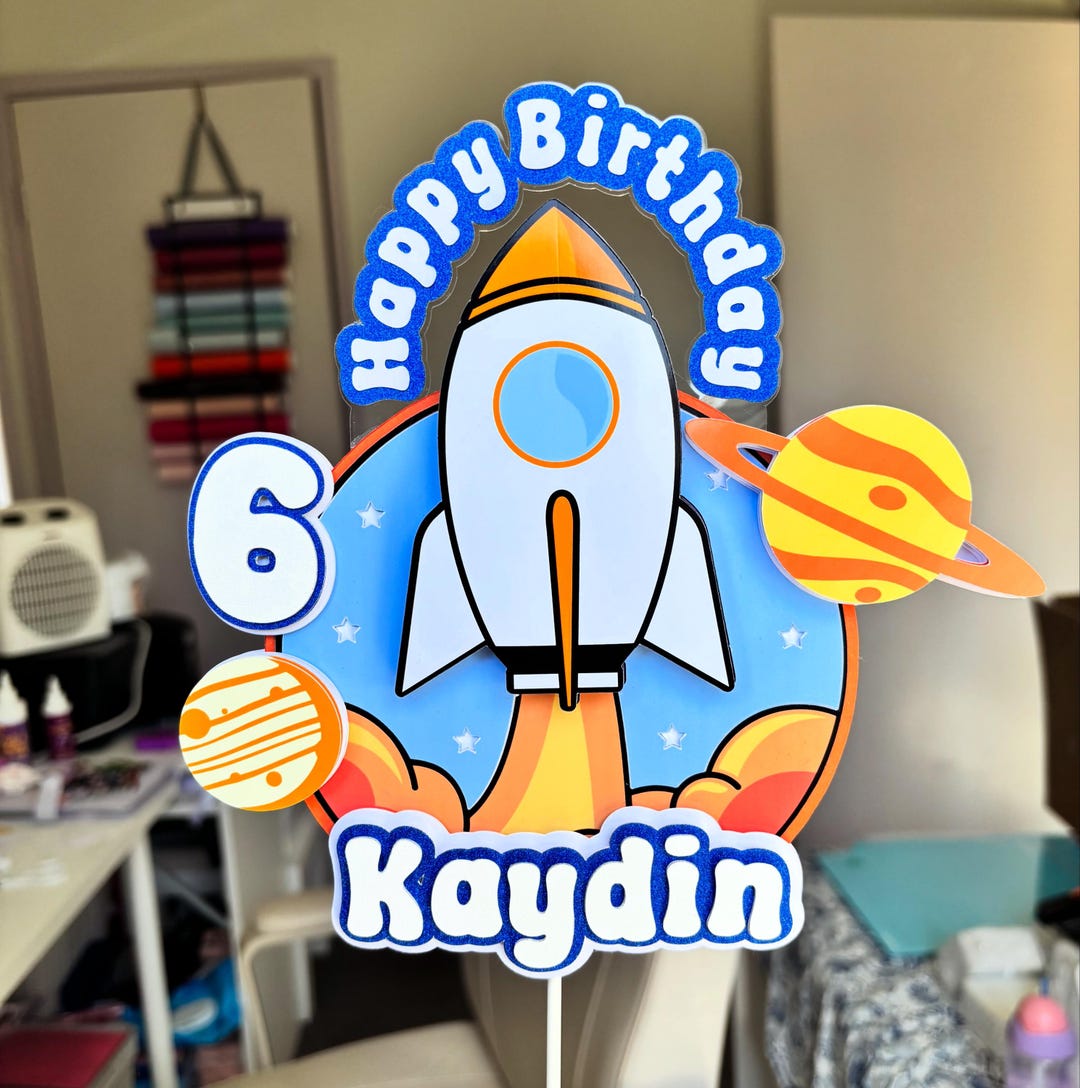 Space Rocketship Cake Topper : Space Theme Topper, Rocketship Cake ...
