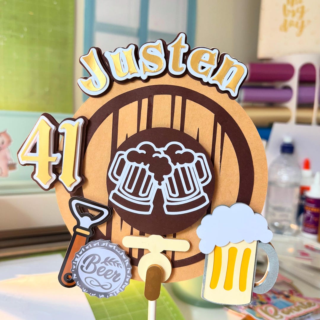 Beer Cake Topper, Beer Keg Cake Topper, Men’s Birthday Cake Topper ...