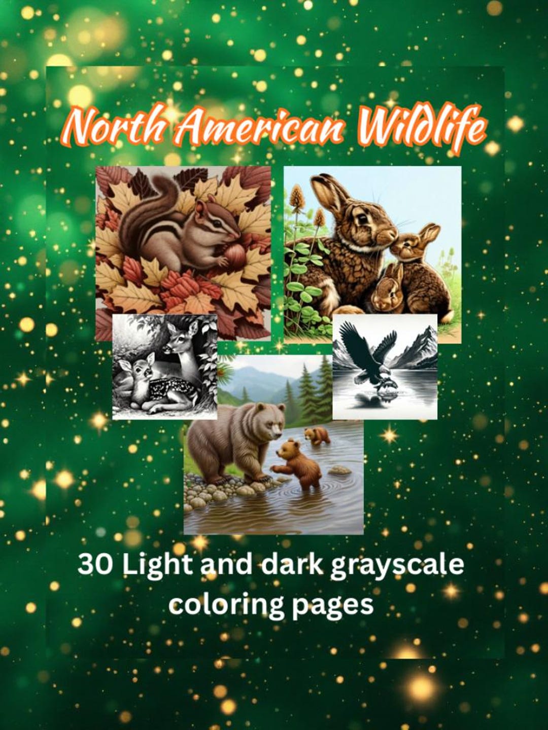 North American Wildlife Coloring Pages: 30 Grayscale Designs (PDF ...
