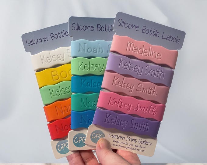 Silicone Water Bottle Labels, Waterproof Wavy Bands, Labels for Baby ...
