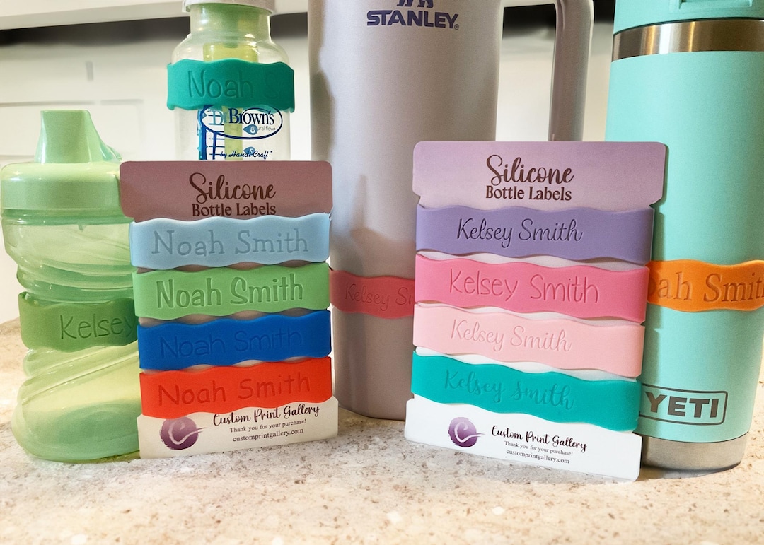 Silicone Bottle Labels, Wavy Waterproof Bands, Name Label for Bottles ...