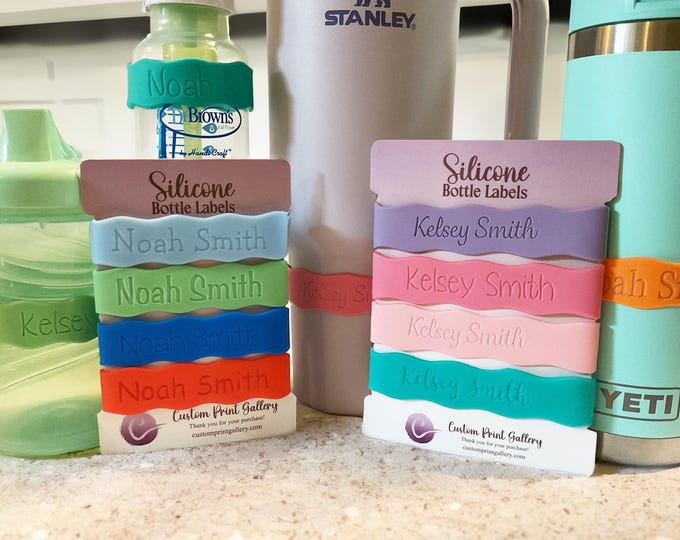Silicone Bottle Labels, Wavy Waterproof Bands, Name Label for Bottles ...